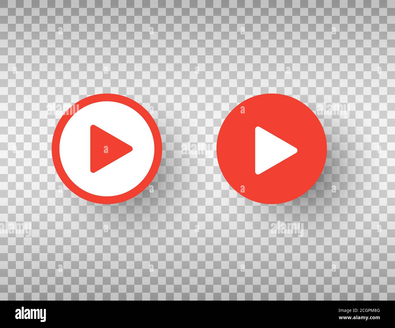 Play button icons set isolated on transparent background. Social media ...