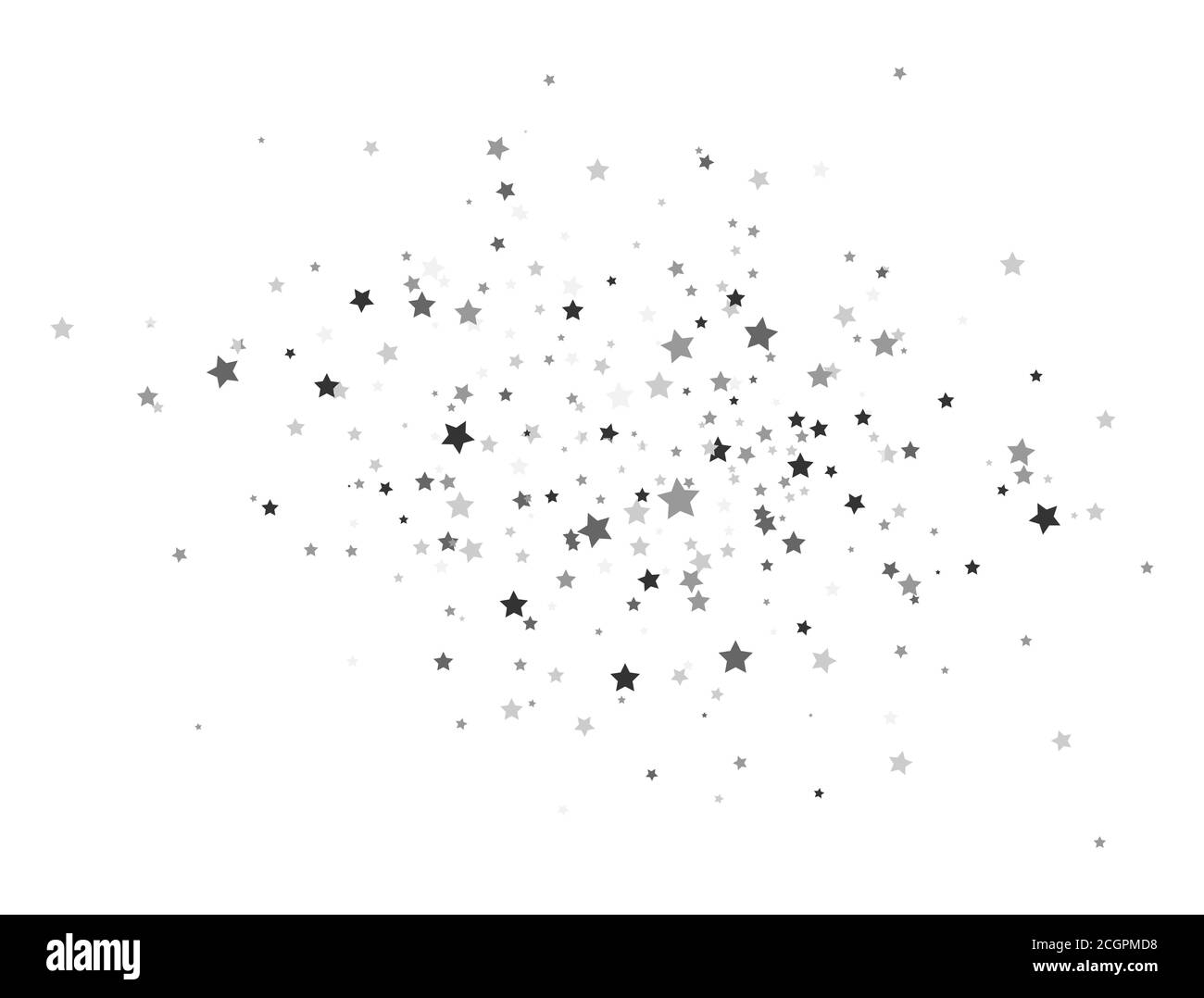 Stars falling on white background. Silver shooting stars. Glitter ...