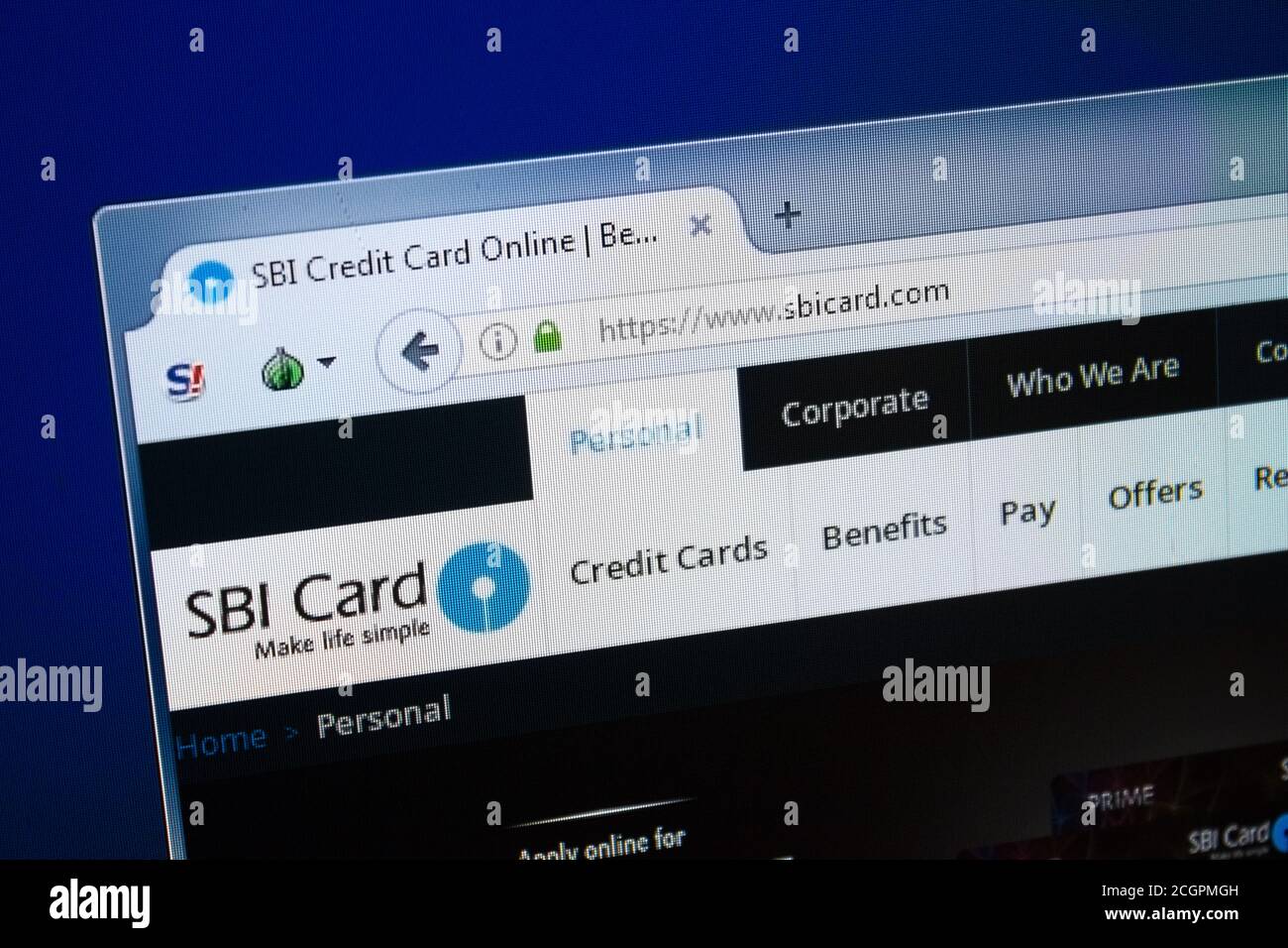 Ryazan, Russia - August 26, 2018: Homepage of Sbi Card website on the ...