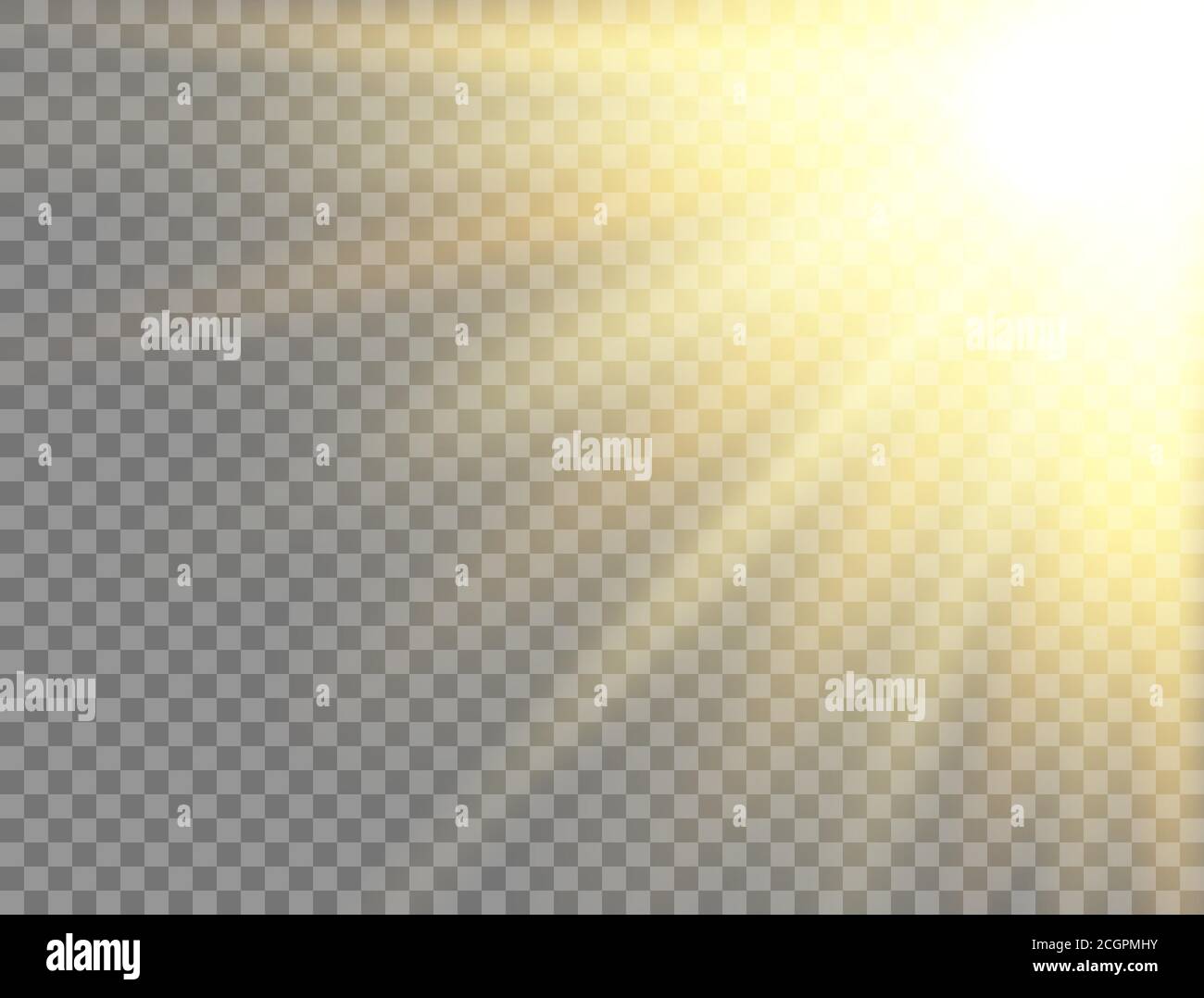 Sun light on transparent background. Golden glowing light effect ...