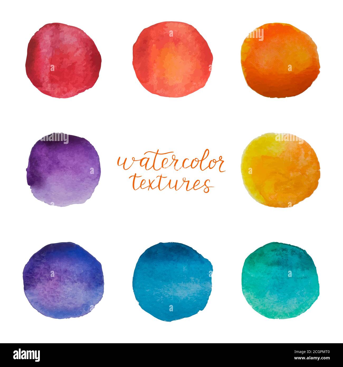 Colorful watercolor circles set. Watercolour stains on white background ...