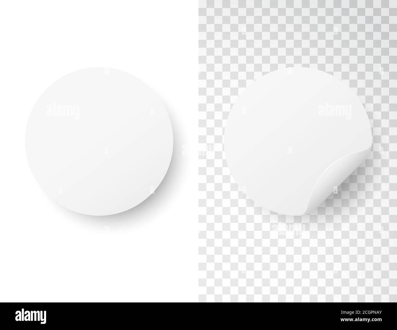 White circle sticker set on transparent and white background. Realistic ...