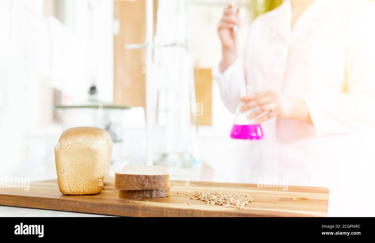 Laboratory analysis of production and baking bread. Control finished ...
