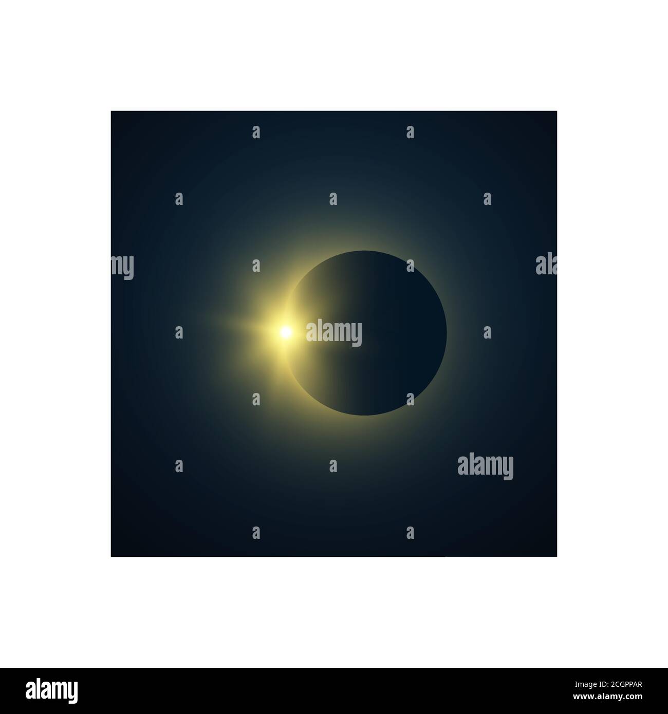 Solar eclipse. Total eclipse of the sun with corona. Full solar eclipse phenomenon. Star shining ...