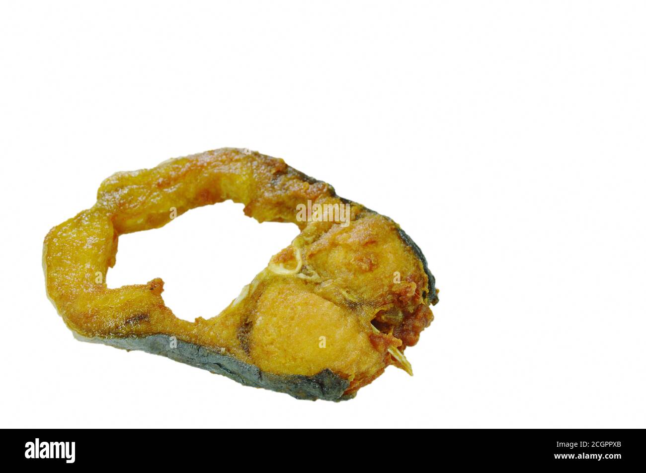 fried salty striped catfish slice on white background Stock Photo - Alamy
