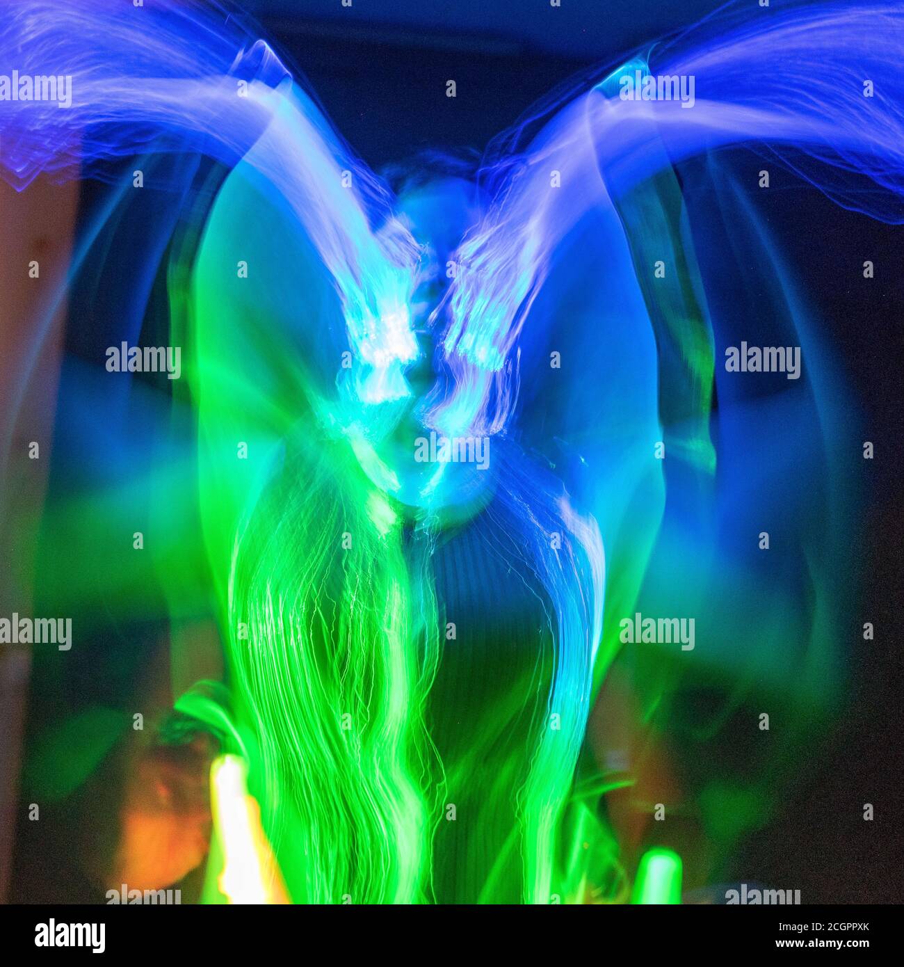 beautiful and colorful light paintings, abstract light lines and human ...