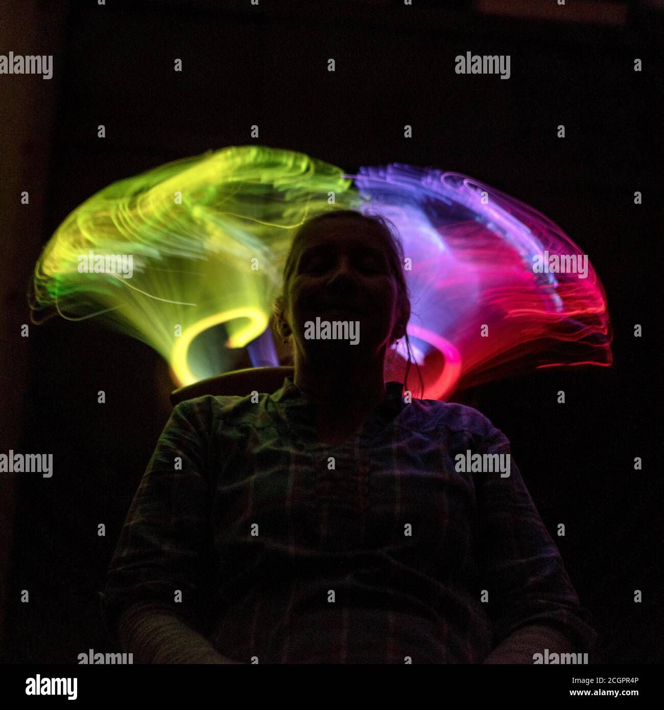 beautiful and colorful light paintings, abstract light lines and human ...