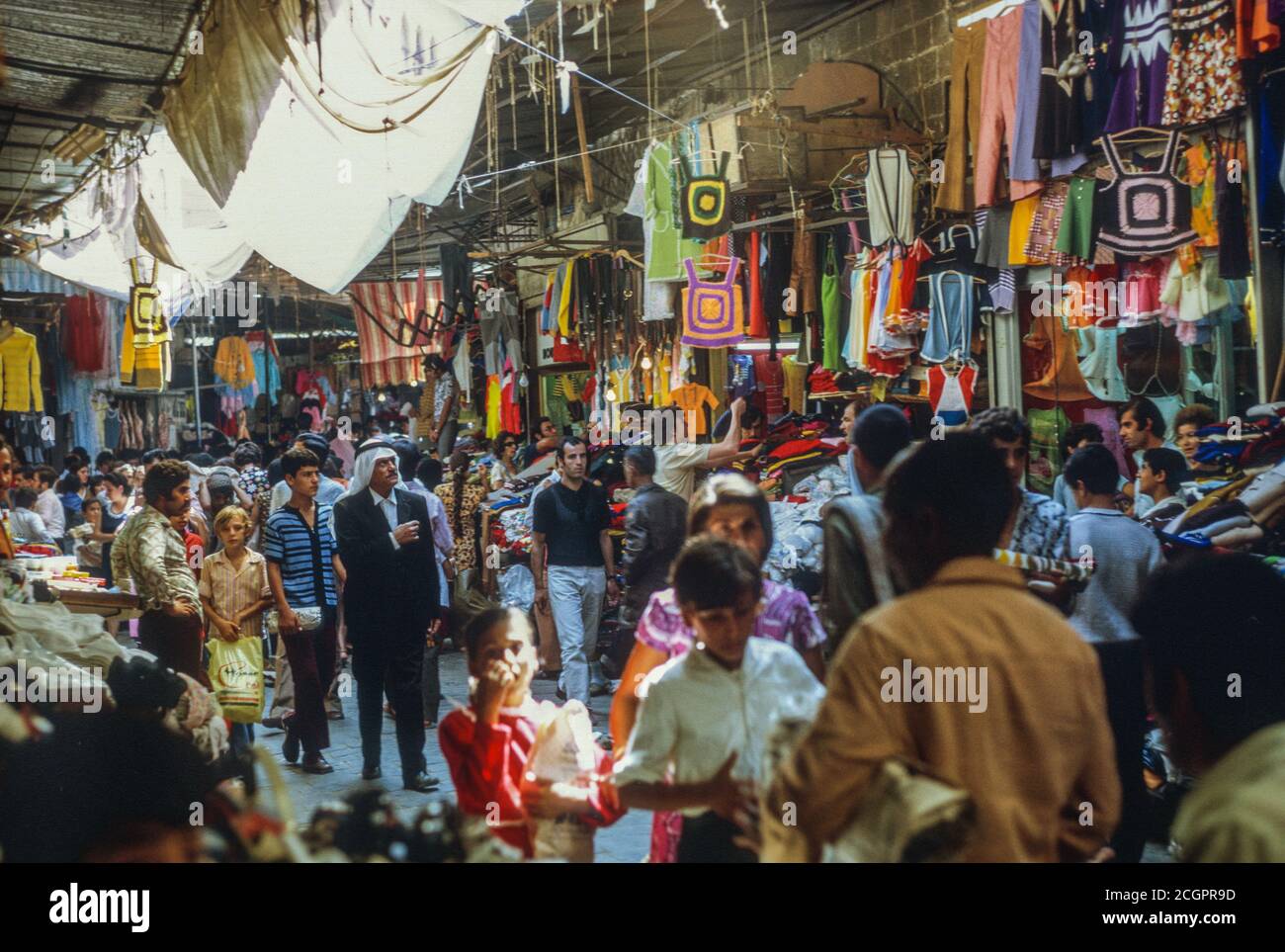 Beirut, Lebanon. Lebanese Shoppers in the Clothing Market. Photographed ...