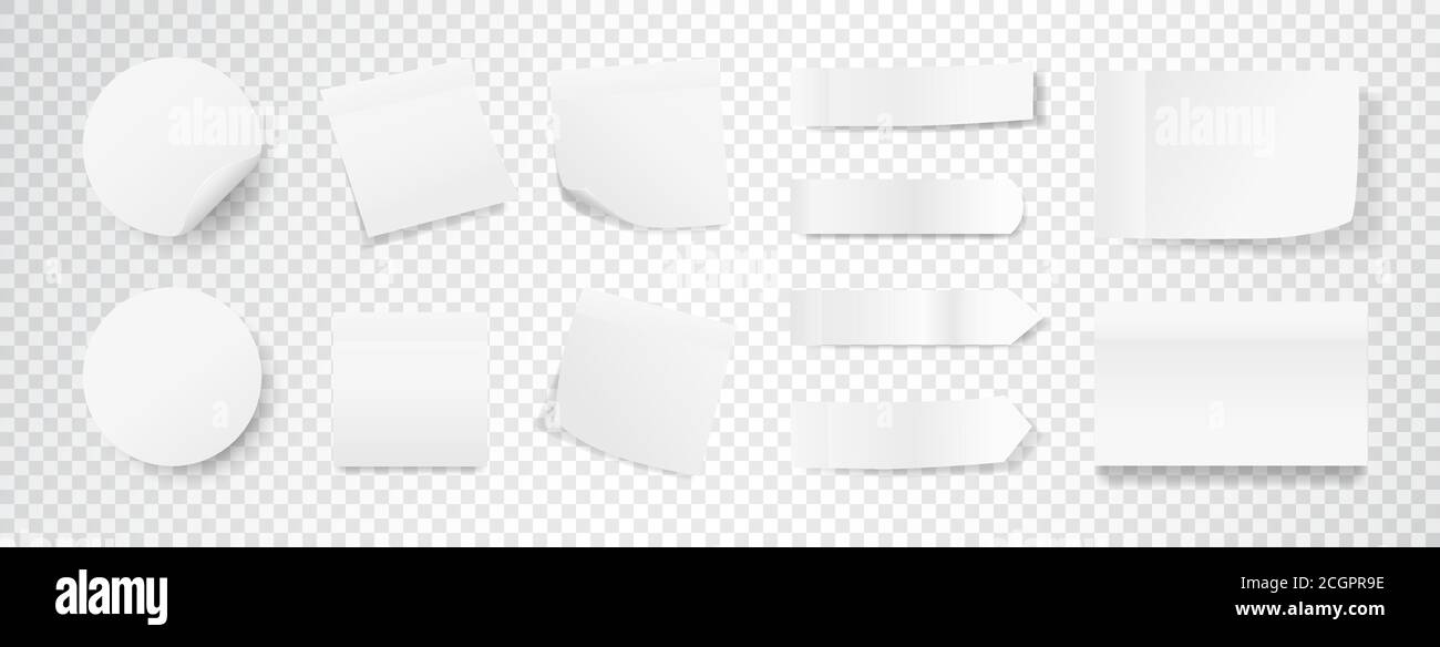 White stickers set on transparent background. Realistic sticker with ...