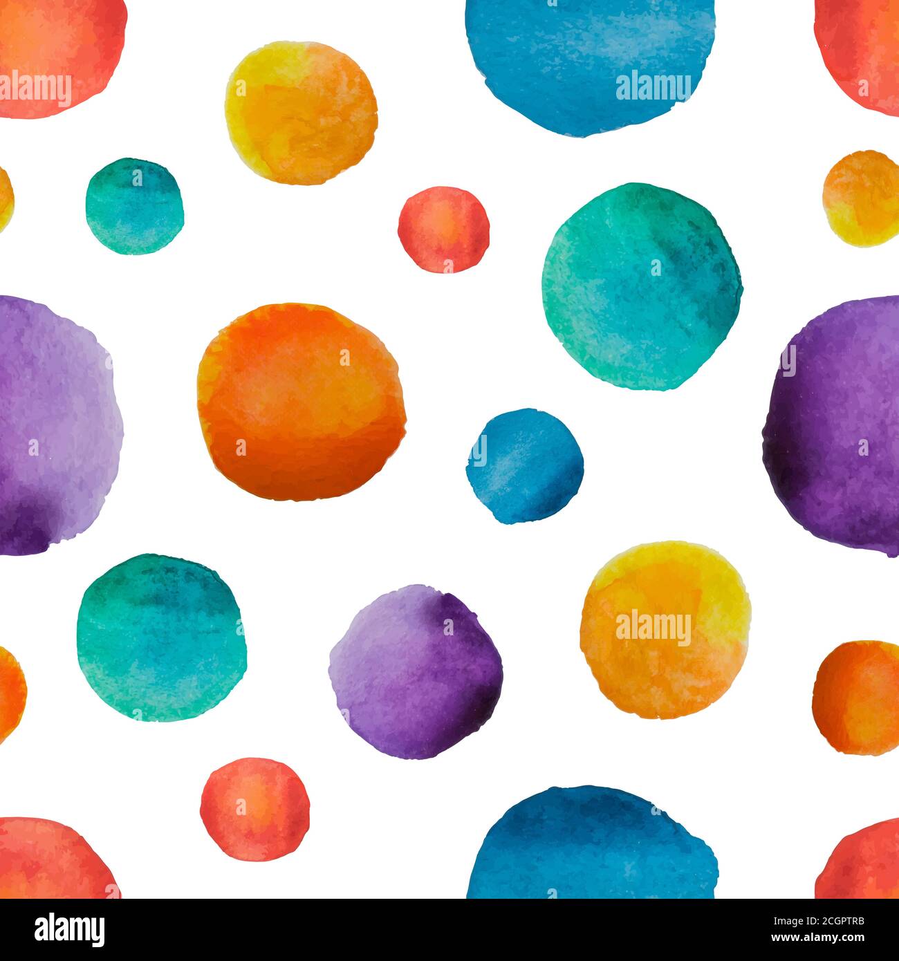 Rainbow watercolor polka dot pattern. Bright watercolor seamless ...
