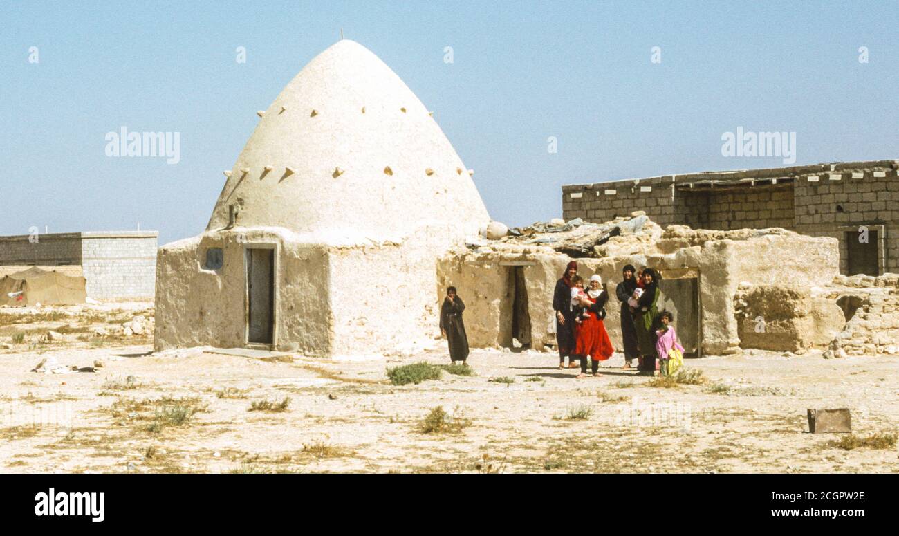Syria, Women and Children outside their Beehive House, Southeast of ...