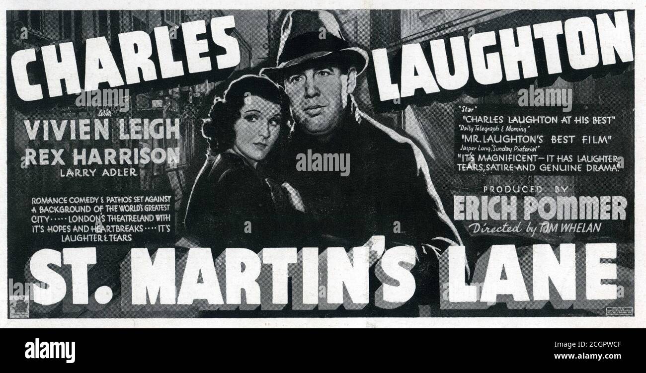 CHARLES LAUGHTON and VIVIEN LEIGH in ST. MARTIN'S LANE aka THE ...