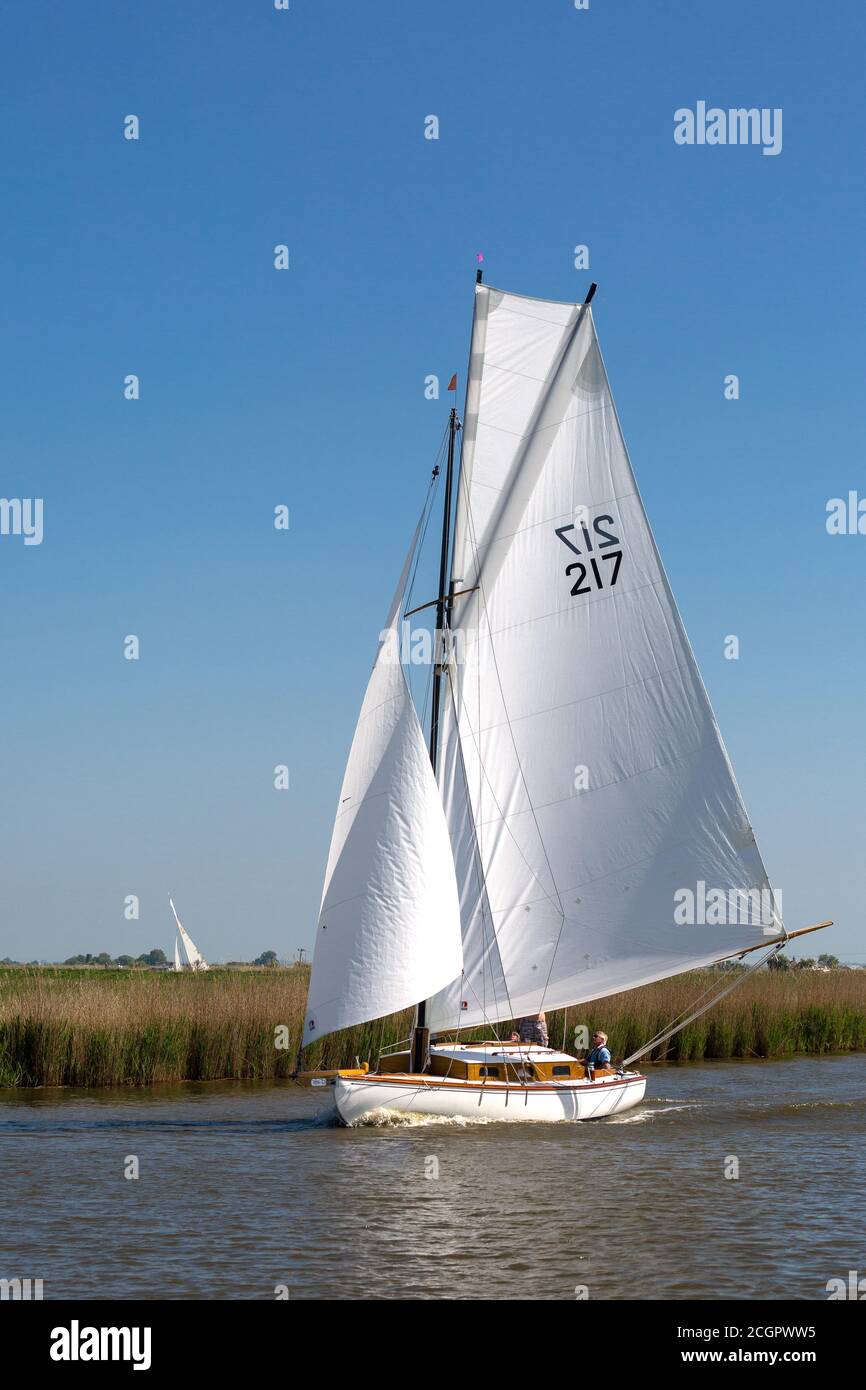 Full sail on the Norfolk Broads. England UK Stock Photo - Alamy