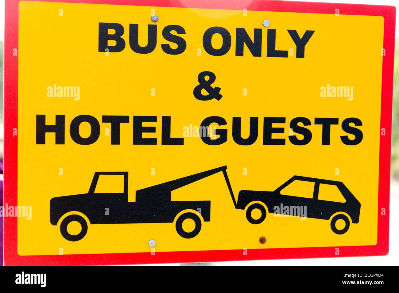 restricted park. tow away zone sign. Iceland Stock Photo - Alamy
