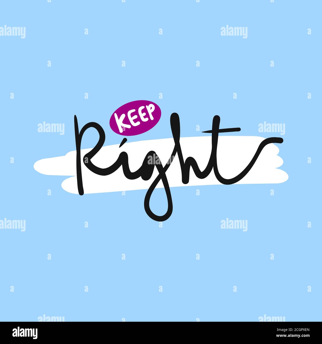 Keep right typography in doodle style. Vector illustration Stock Vector ...