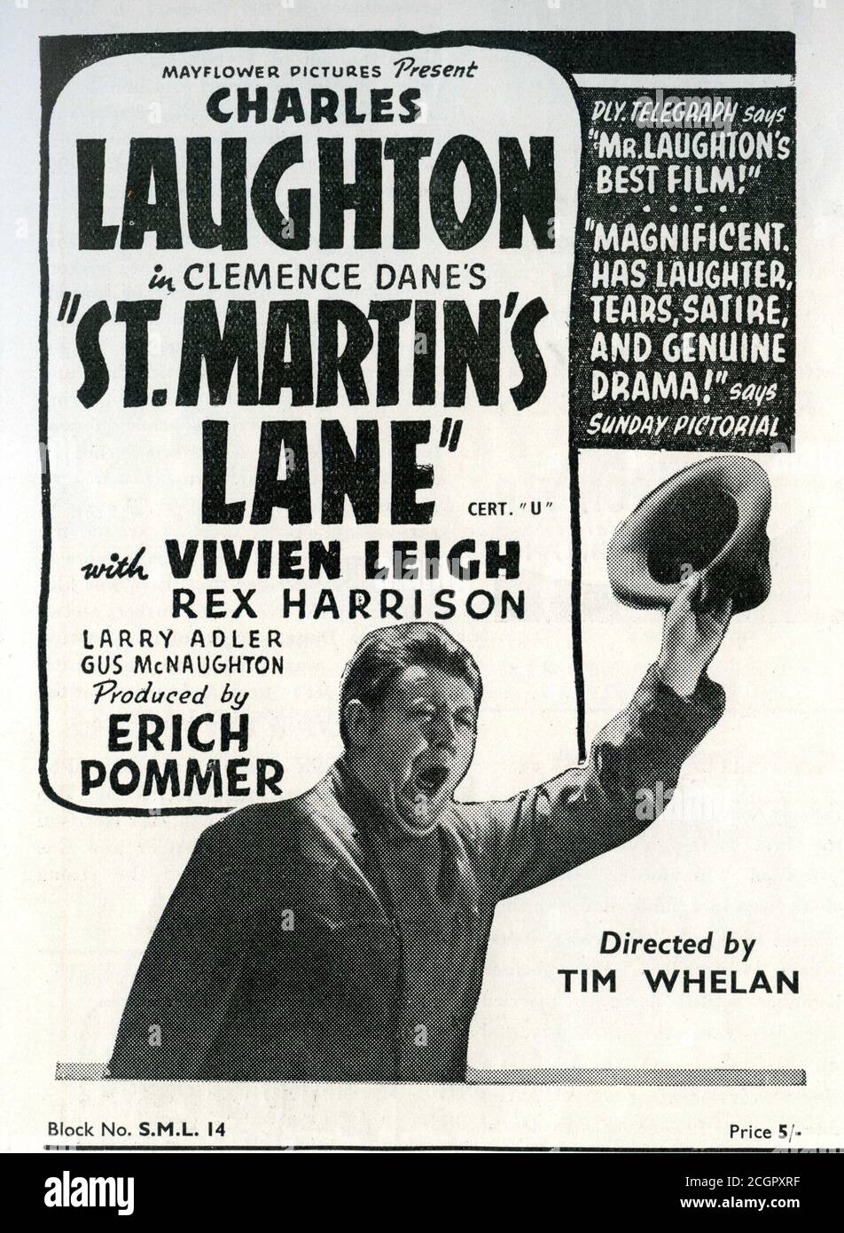 CHARLES LAUGHTON in ST. MARTIN'S LANE aka THE SIDEWALKS OF LONDON 1938 ...