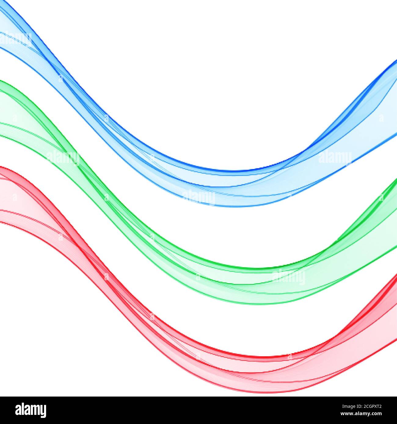 Set of colored waves. Blue, red, green lines. Abstract vector layout ...