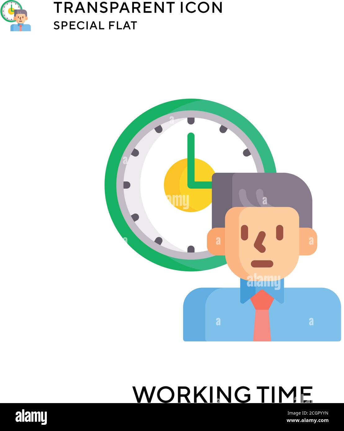 Working time vector icon. Flat style illustration. EPS 10 vector Stock ...