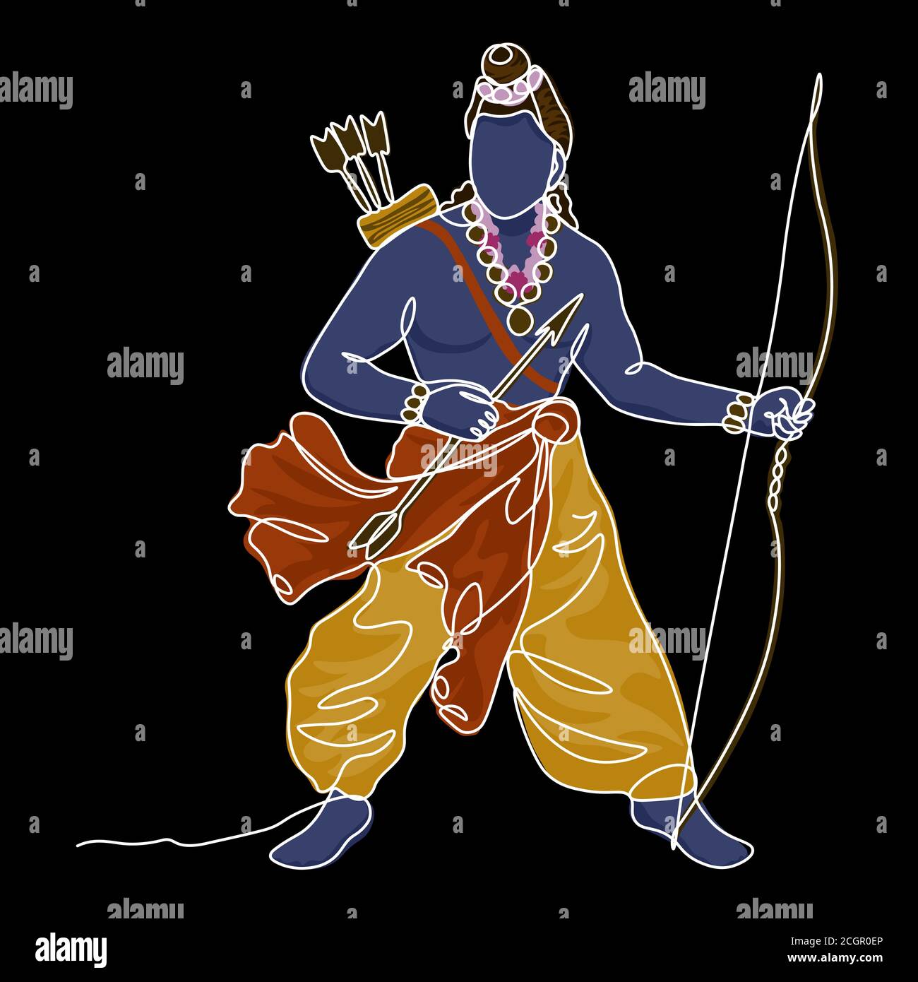 continuous line drawing. Rama Silhouette God Stock Vector Image & Art ...