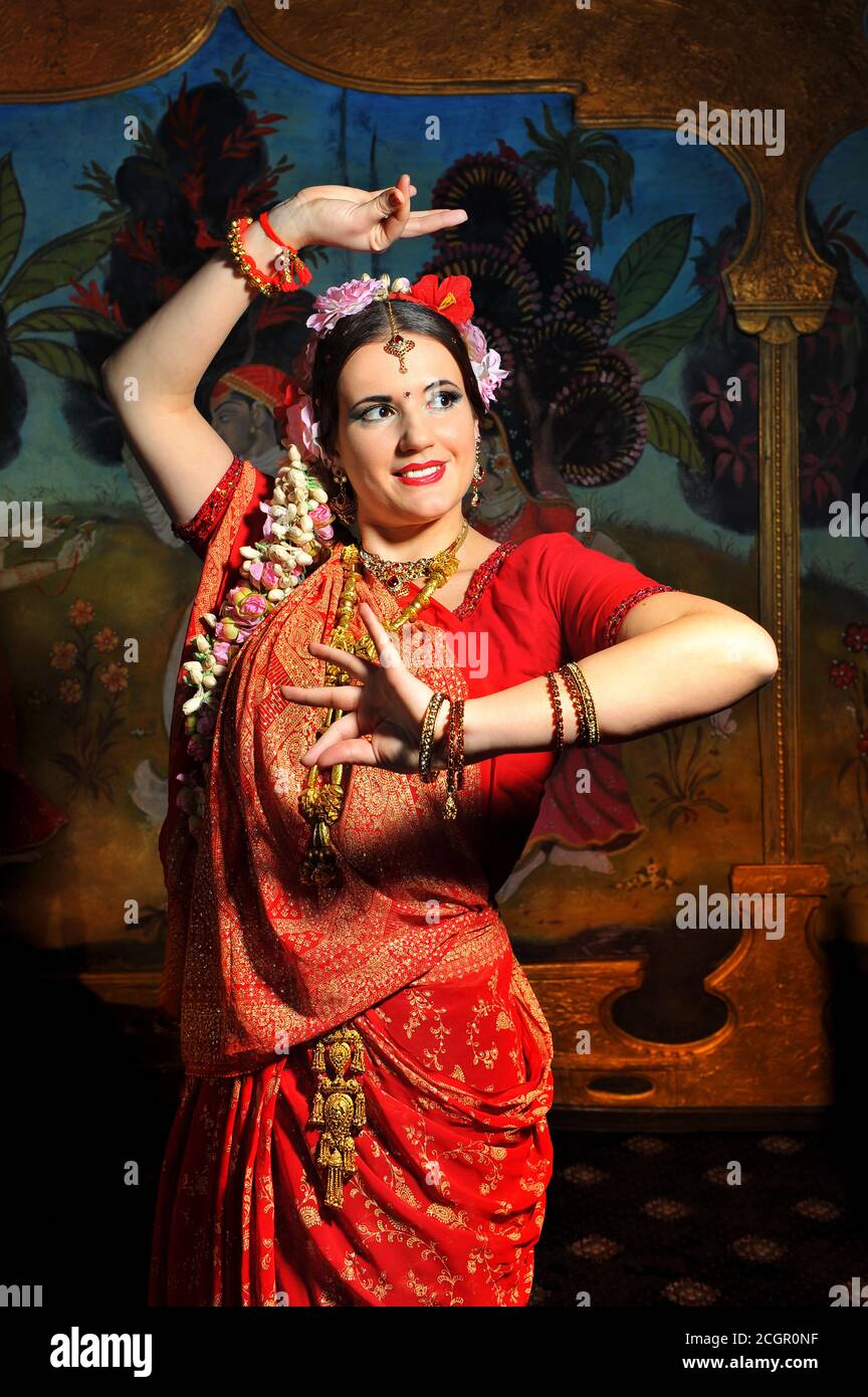 beautiful photo of a woman in a red sari. Model release is available ...