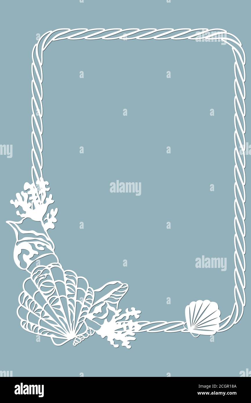 Scallop, shell, coral, in the form of a corner for decaration. Template ...