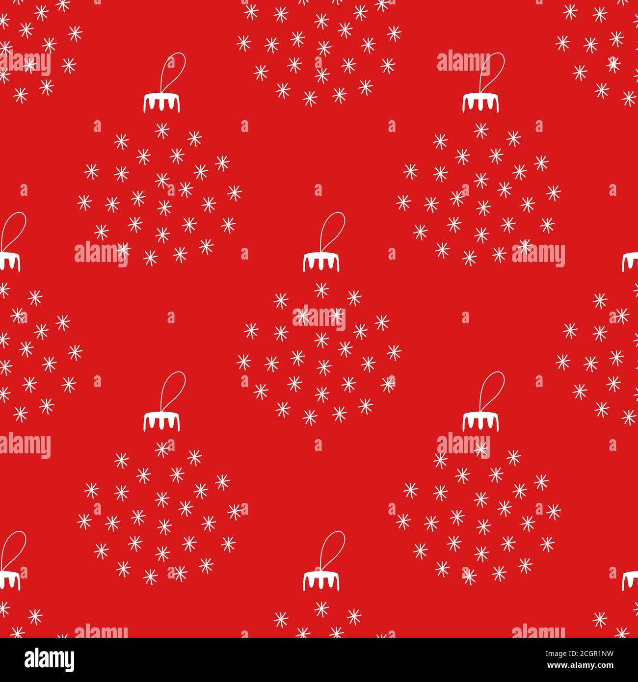 Seamless pattern made from white Christmas bauble shape from snowflakes ...