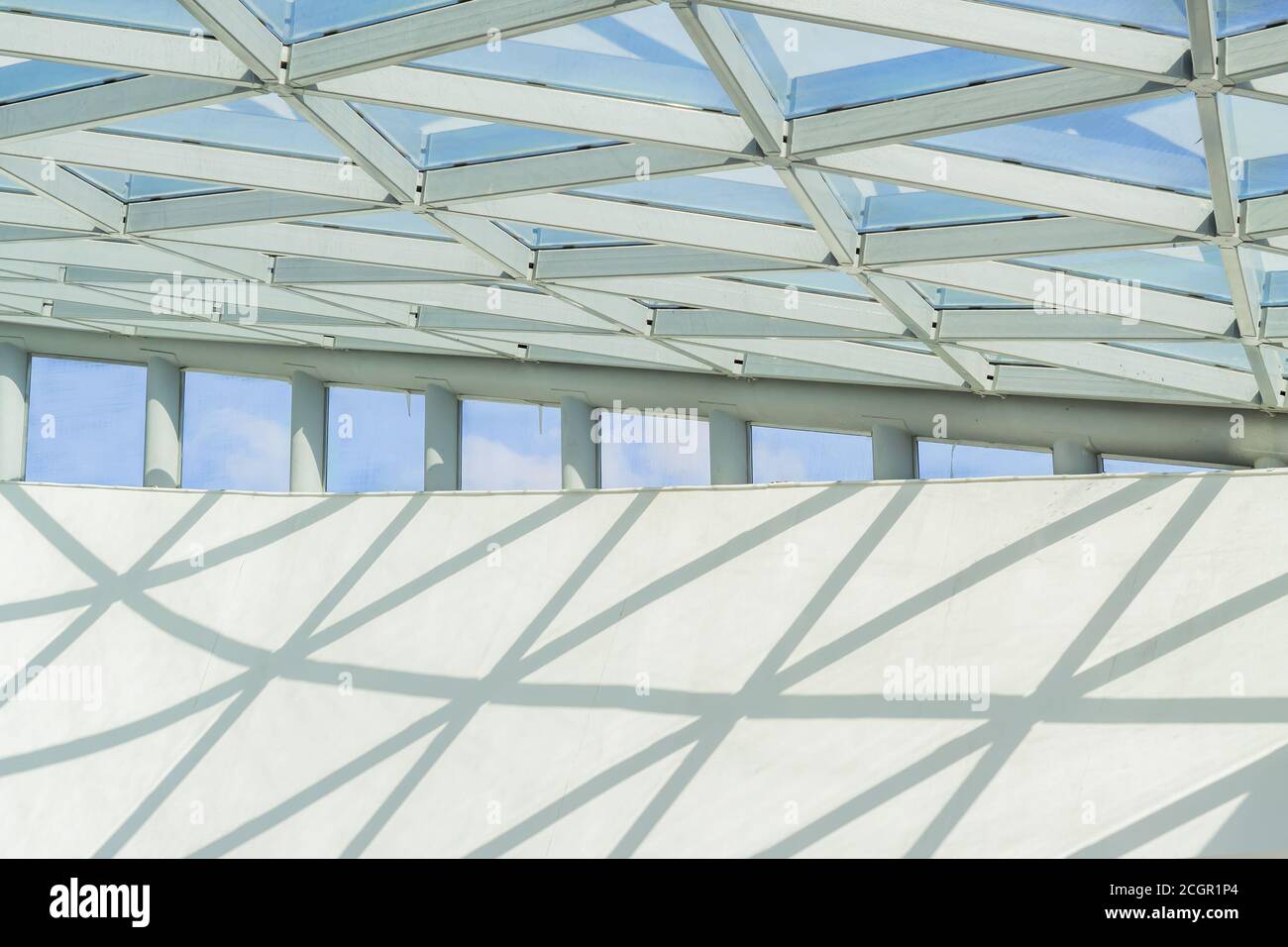 fragment of glass and metal ceiling, building construction Stock Photo ...