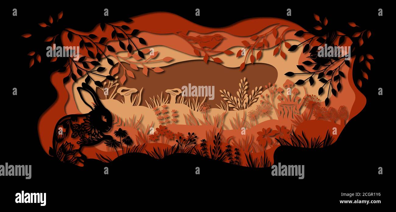 Rabbit. Template hare in a clearing for laser cutting out of paper ...