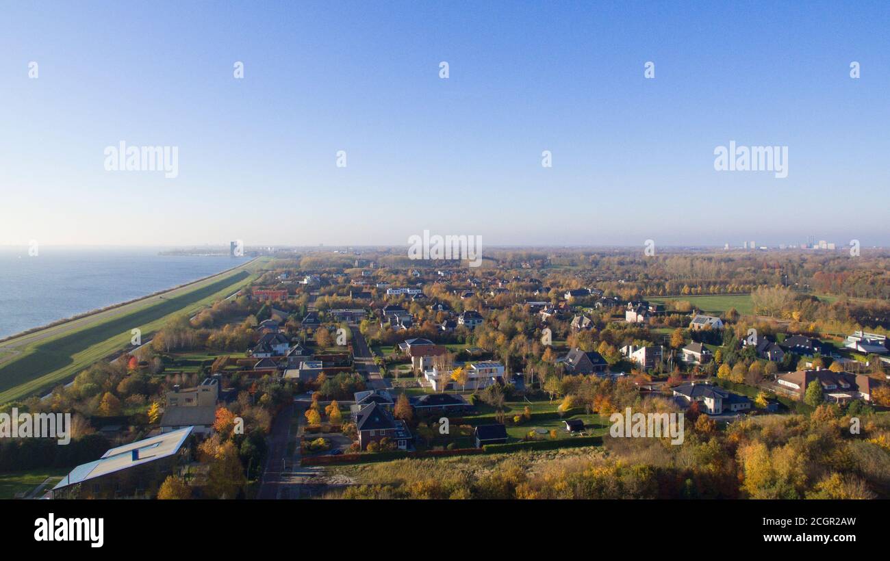 Aerial view on Overgooi and the Gooilake. Almere, Netherlands Stock ...