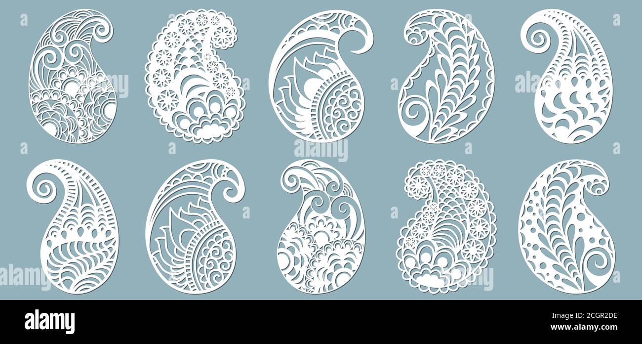 Paisley. Laser cutting. Craft paper for decoration. Plotter screen ...