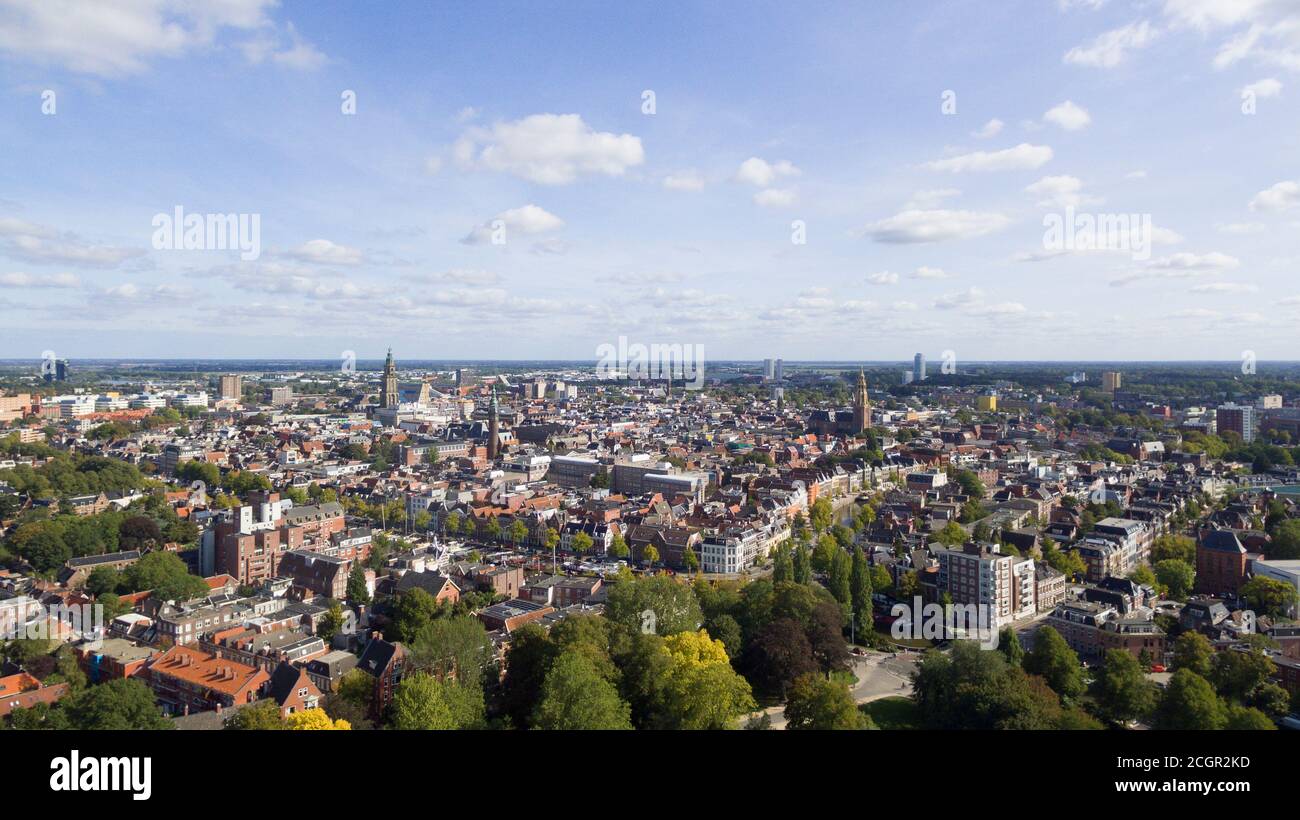 Aerial view on the center of Groningen city, Netherlands Stock Photo ...