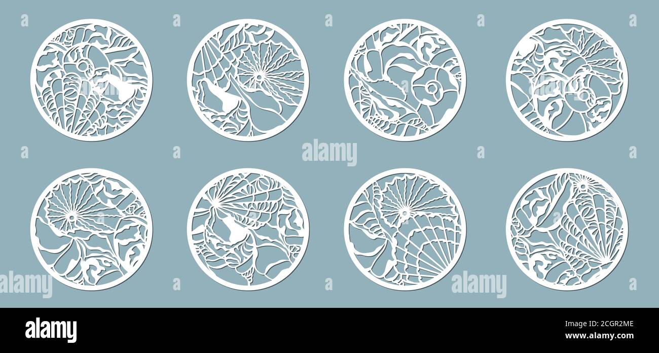Shells of the sea in the ball. Laser cutting. Craft paper for ...
