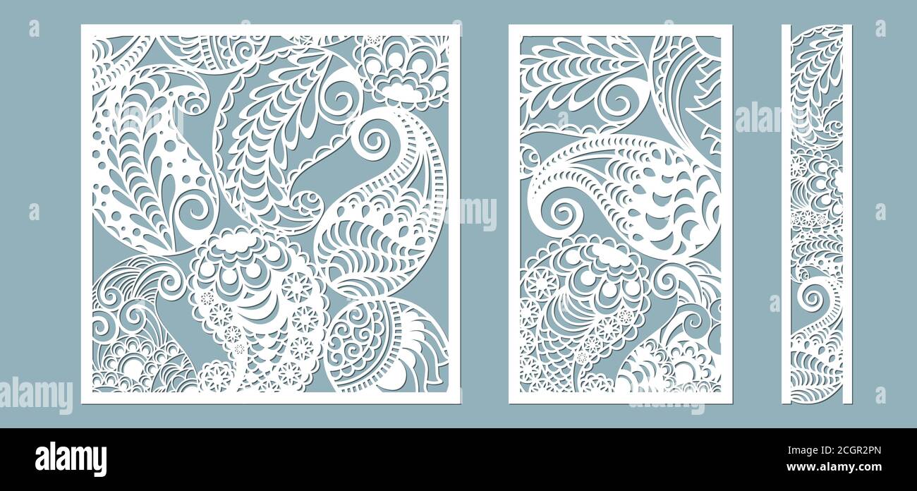 Paisley in the frame. Laser cutting. Craft paper for decoration ...