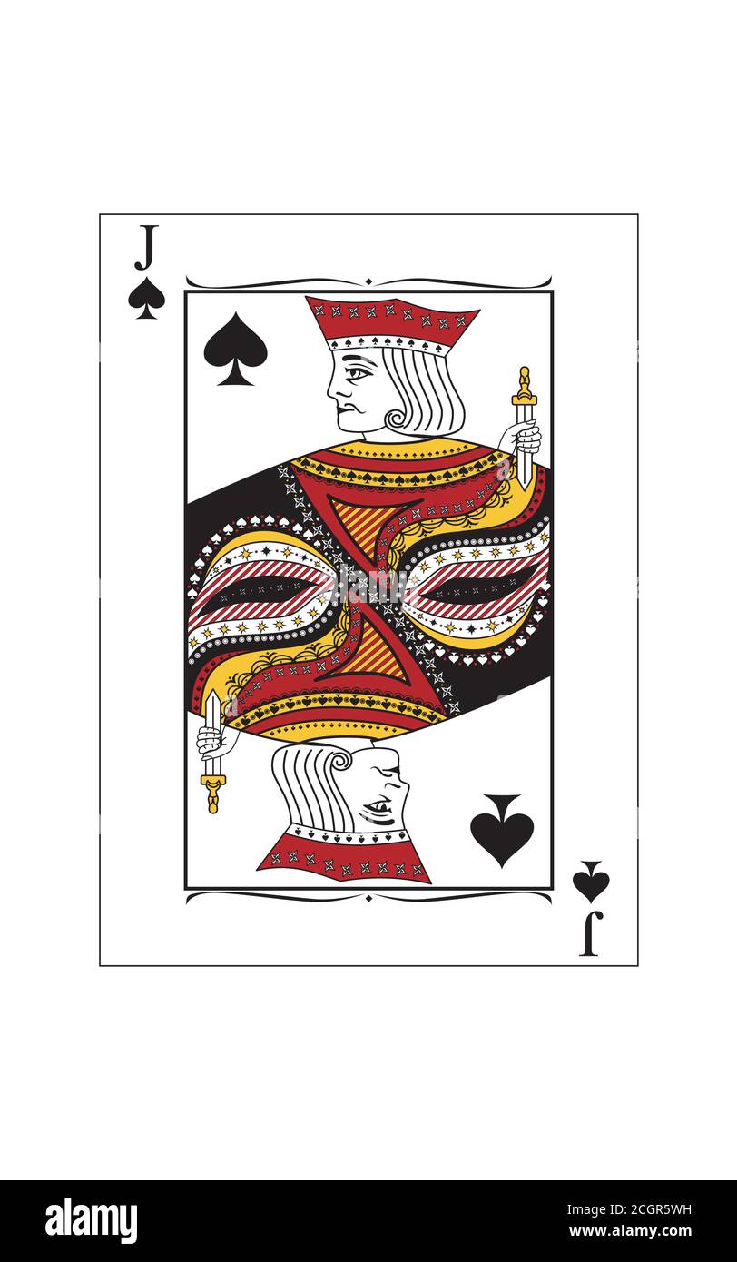 The beautiful card of the Jack of Spades in classic style Stock Vector ...