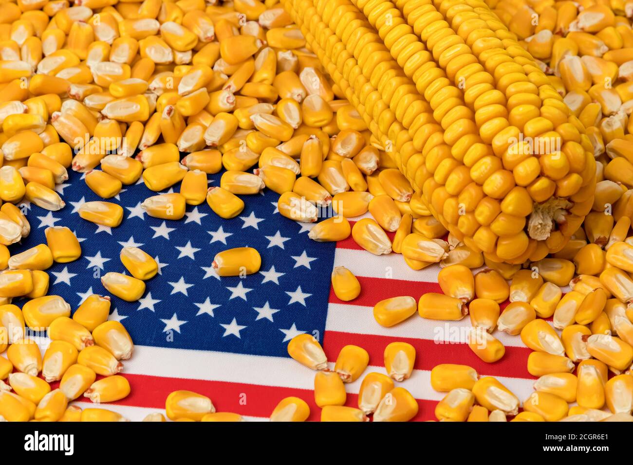 Flag of United States of America covered in corn kernels. Concept of ...