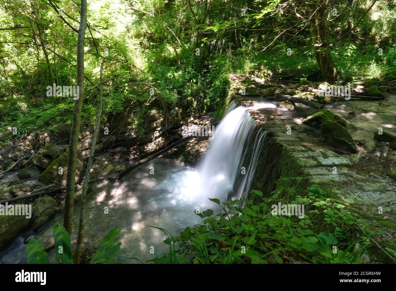 waterfall produced by the orfento river within the majella mountain ...
