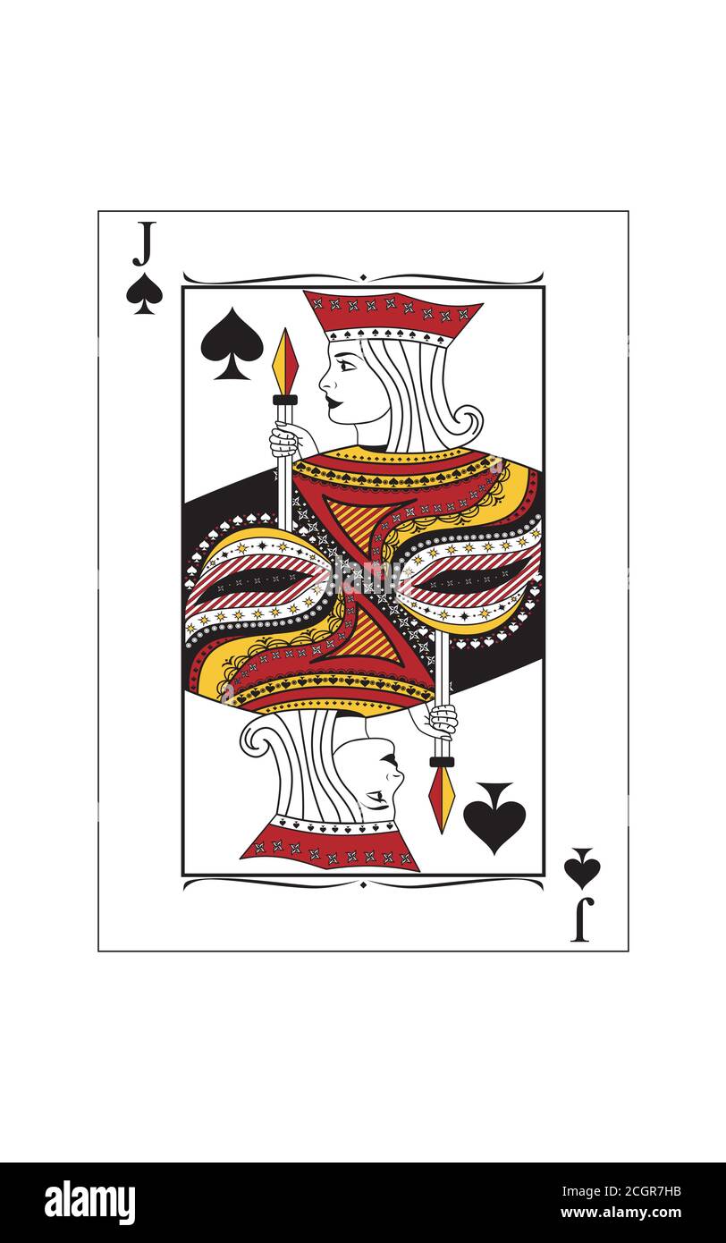 The beautiful card of the Jack of Spades in classic style Stock Vector ...