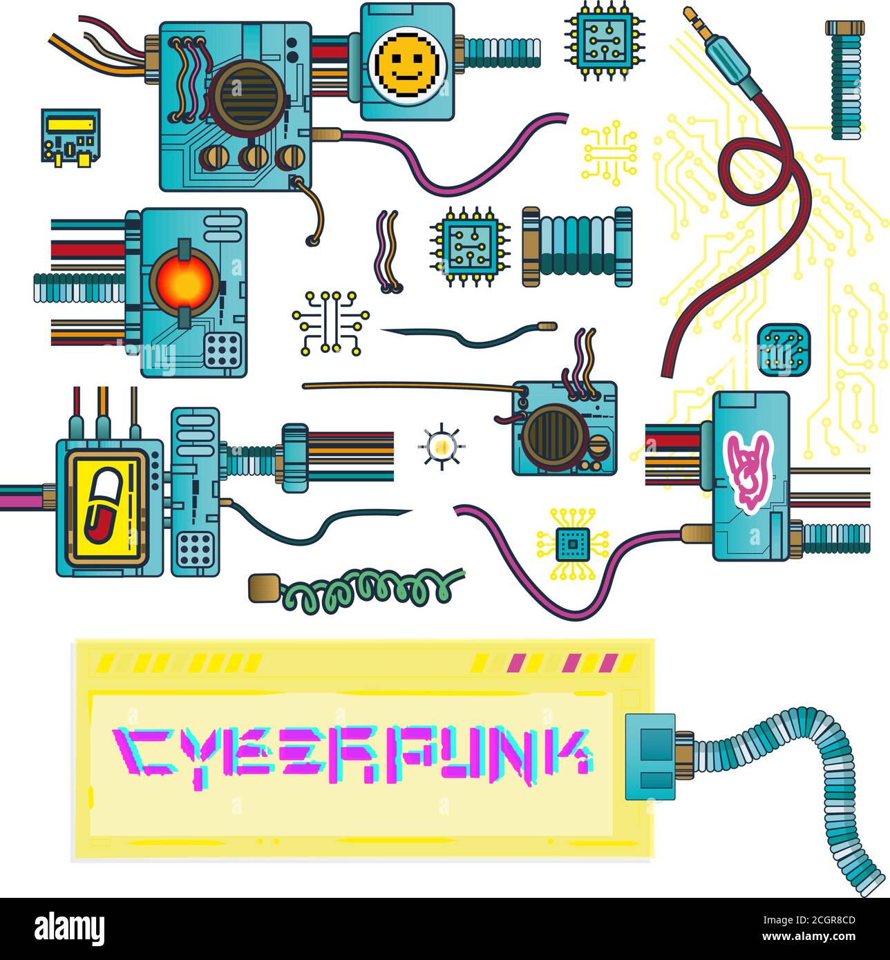 futuristic poster with retro games elements tech abstract poster ...