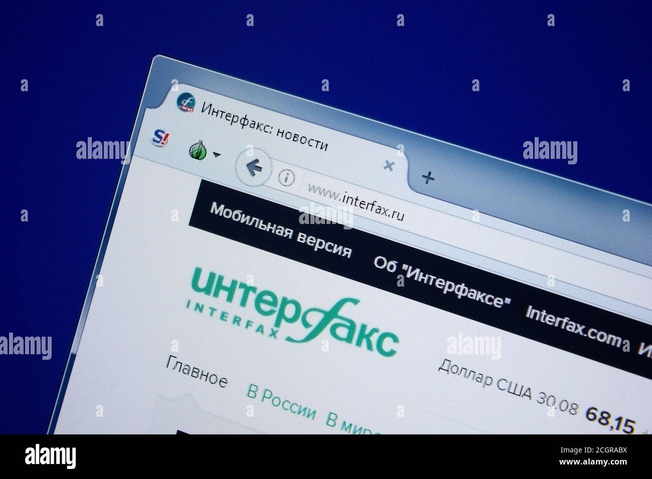 Ryazan, Russia - September 09, 2018: Homepage of Interfax website on ...