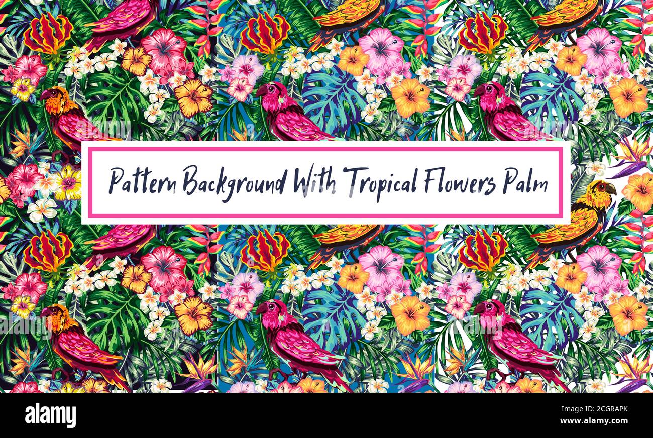 Tropics pattern summer background with tropical palm flowers, suitable ...
