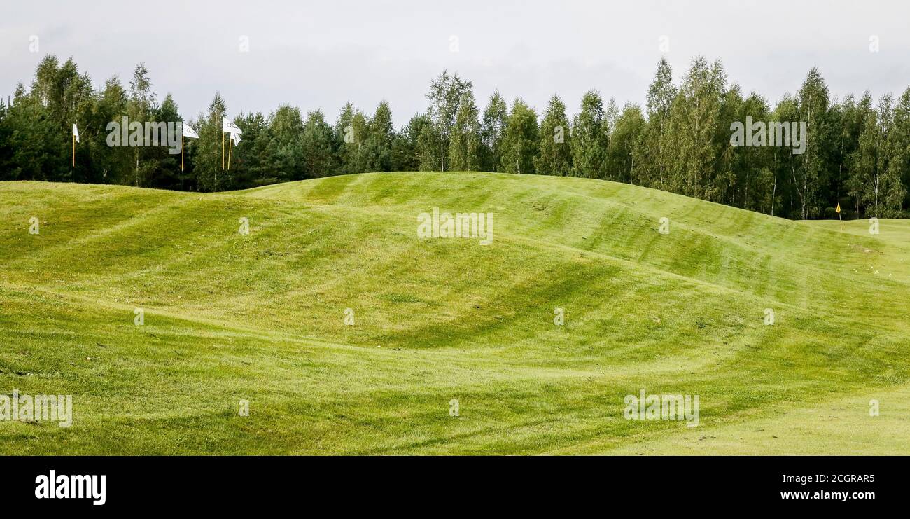 The Summer landscape golf course panorama and background Stock Photo ...