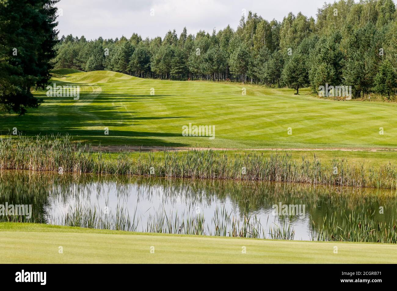 The Summer landscape golf course panorama and background Stock Photo ...
