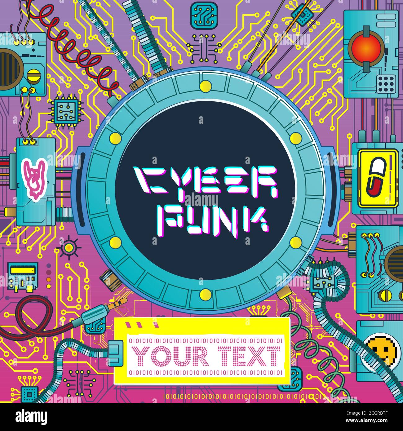 futuristic poster with retro games elements tech abstract poster ...