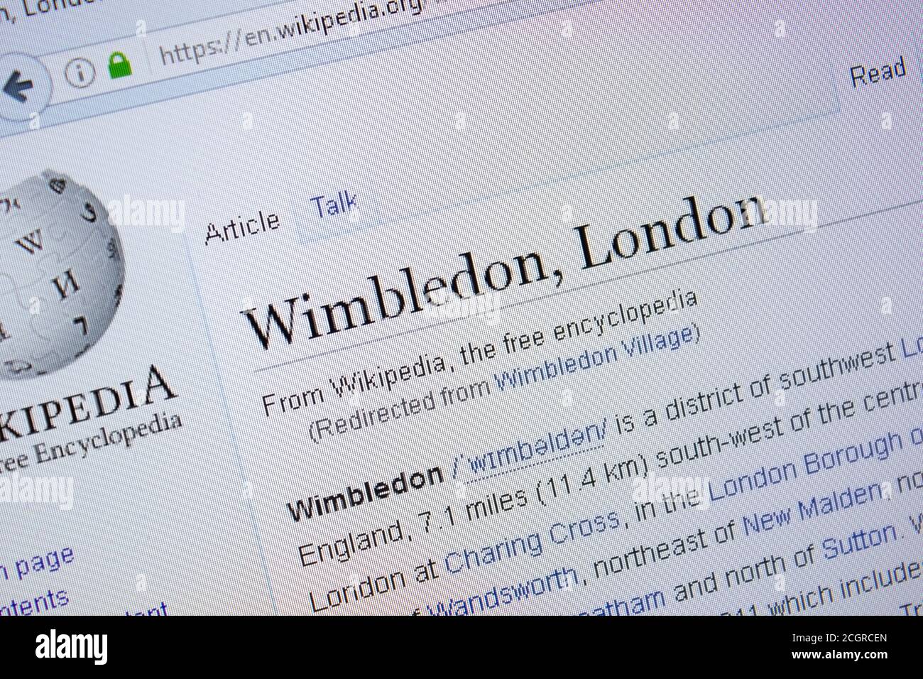 Ryazan, Russia - September 09, 2018 - Wikipedia page about Winbledon ...