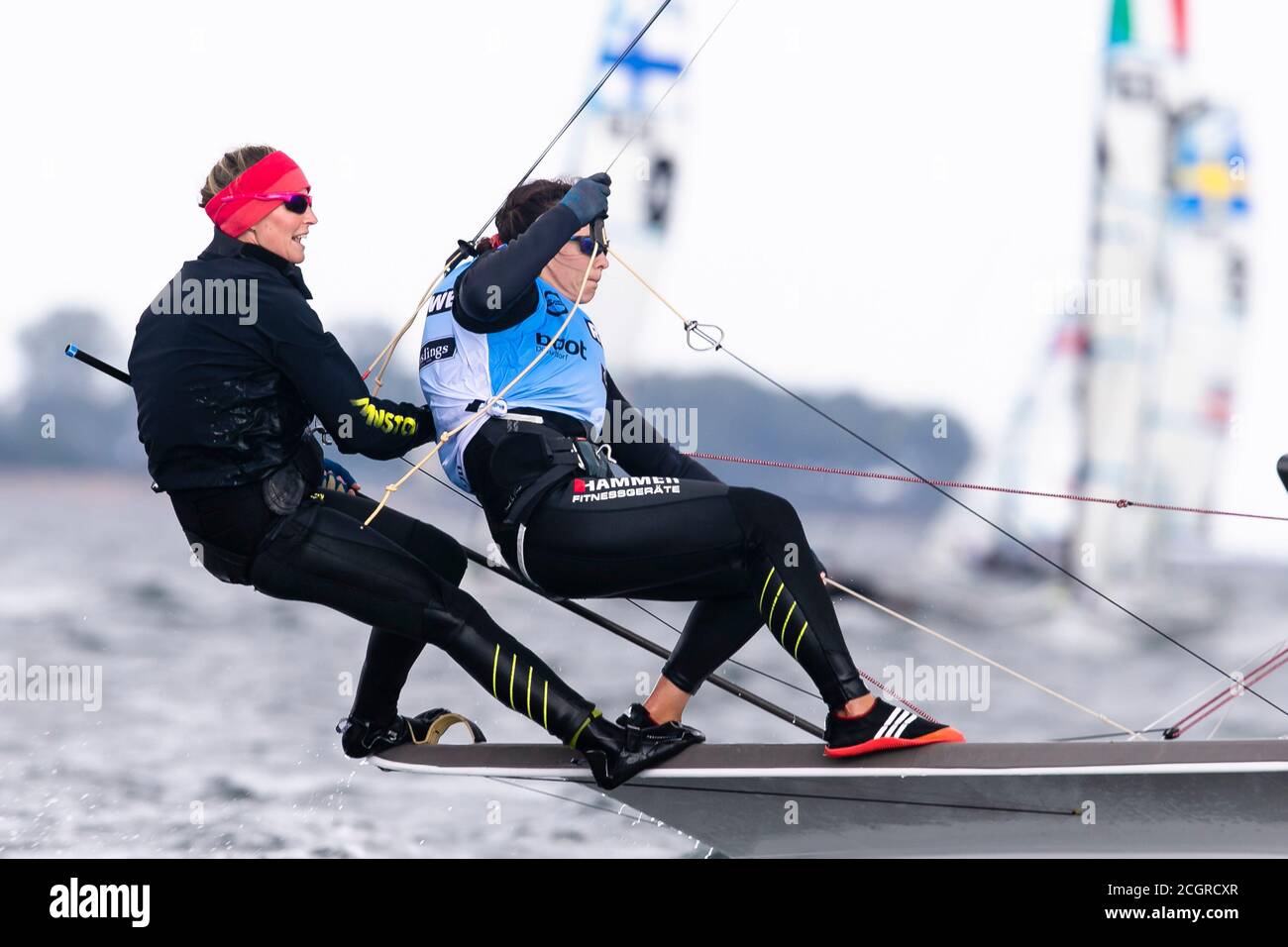 12 September 2020, Schleswig-Holstein, Kiel: The 49er FX sailors Tina ...