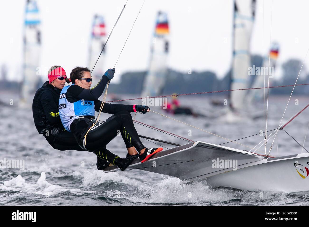 12 September 2020, Schleswig-Holstein, Kiel: The 49er FX sailors Tina ...