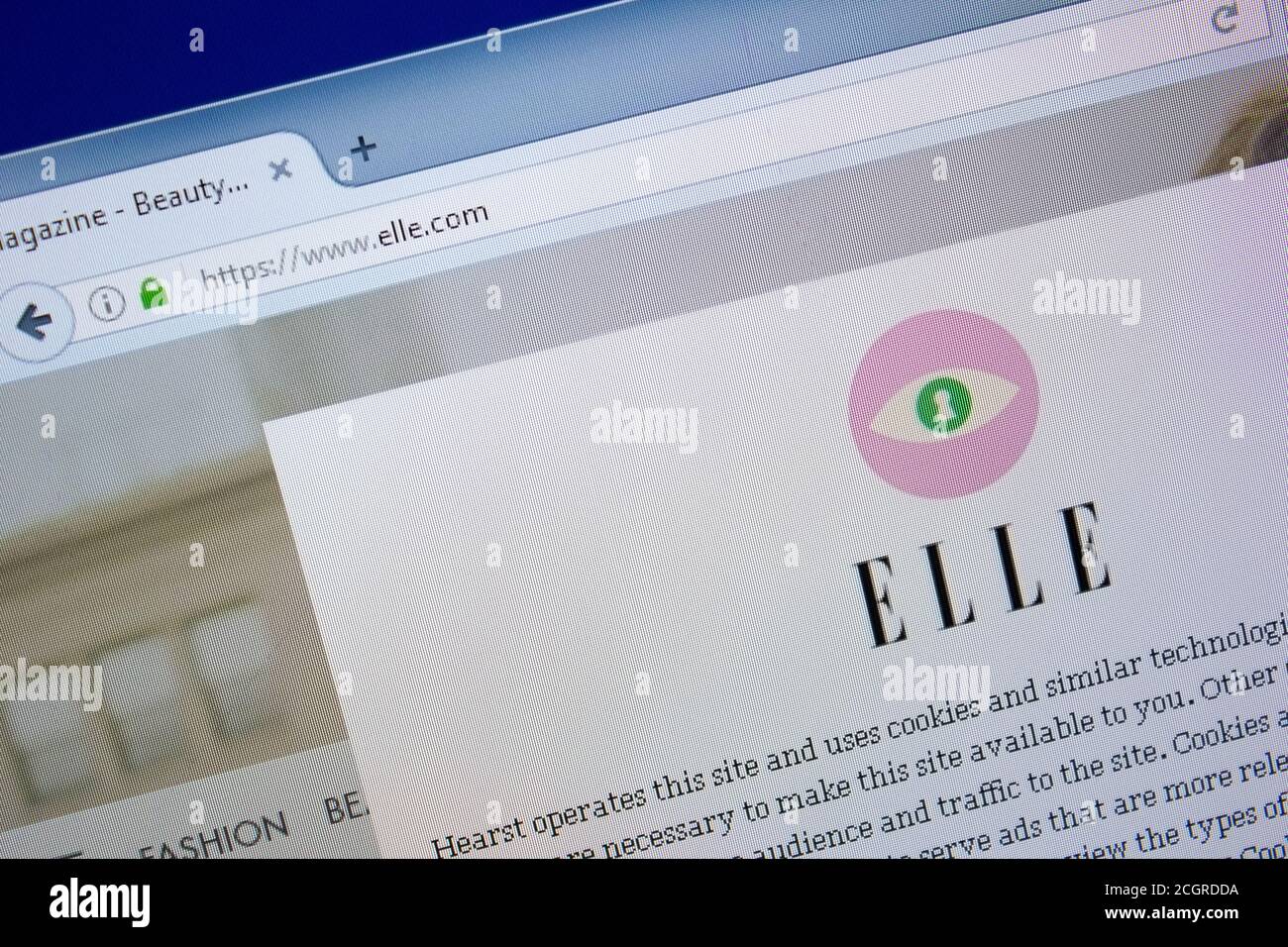 Ryazan, Russia - September 09, 2018: Homepage of Elle website on the ...