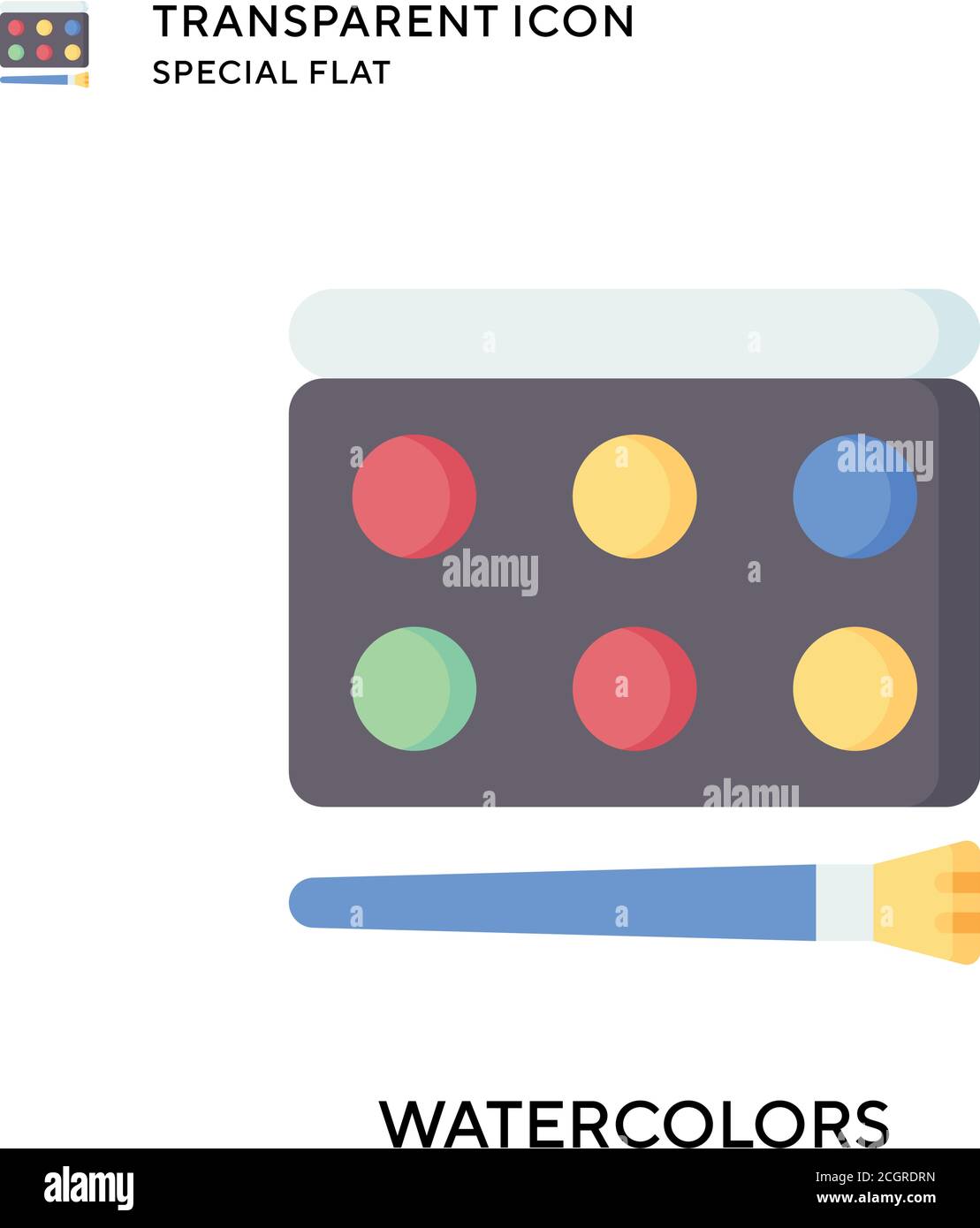 Watercolors vector icon. Flat style illustration. EPS 10 vector Stock ...