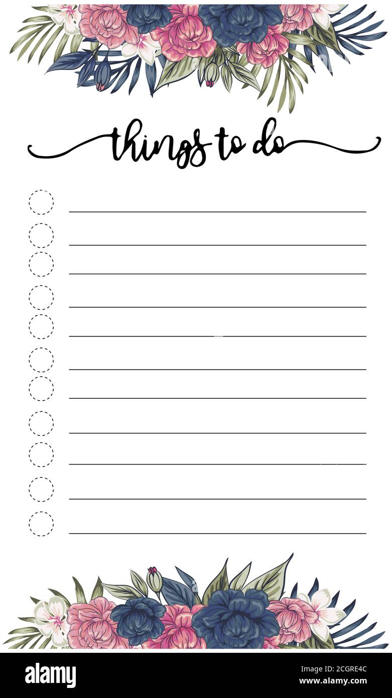 flower buds DO list, checklist, worksheet layout with space for notes ...