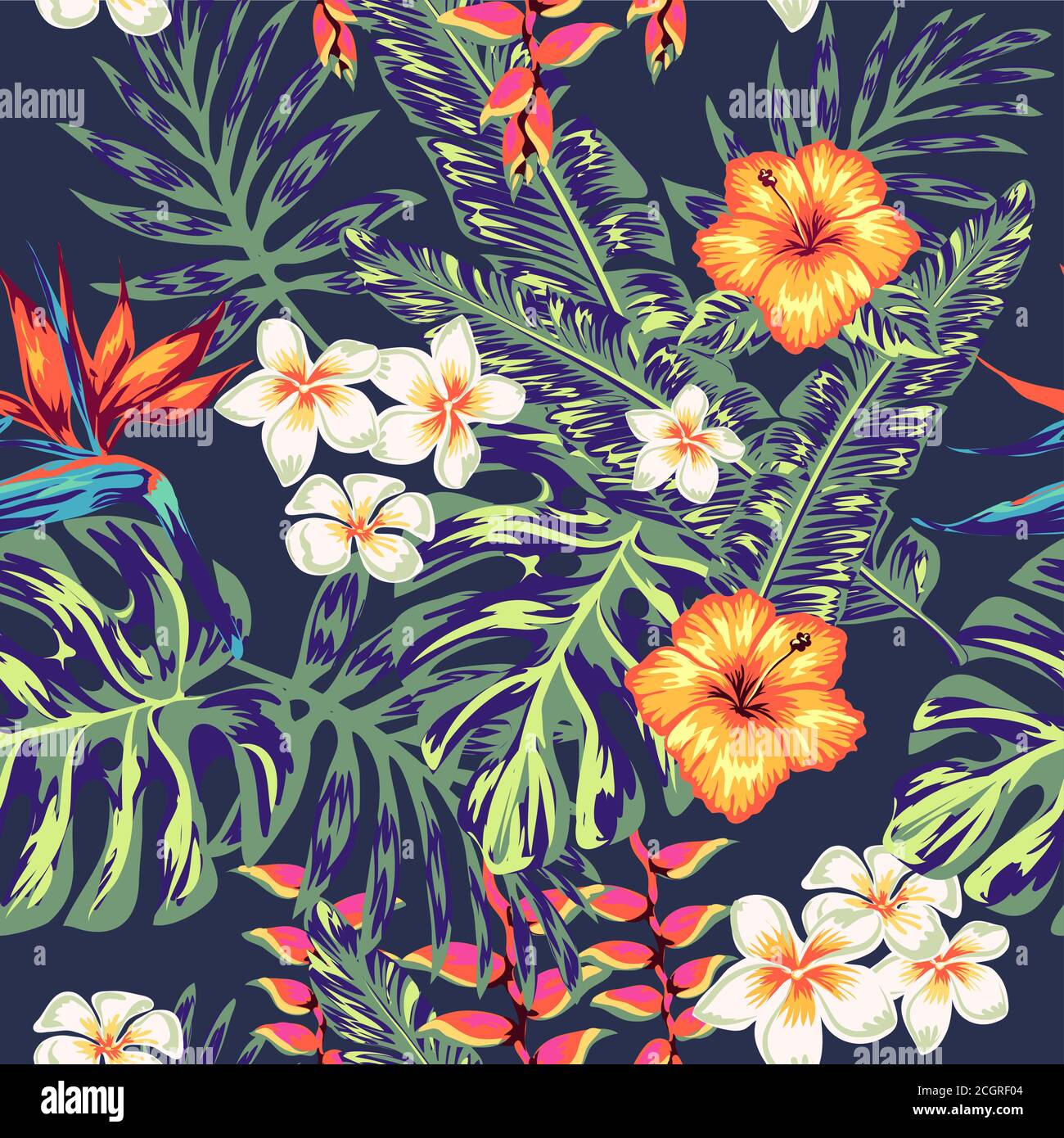 Tropics pattern summer background with tropical palm flowers, suitable ...